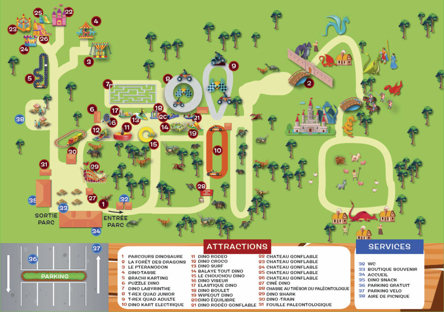 Dinosaures Parc d'attractions familial dans les Landes